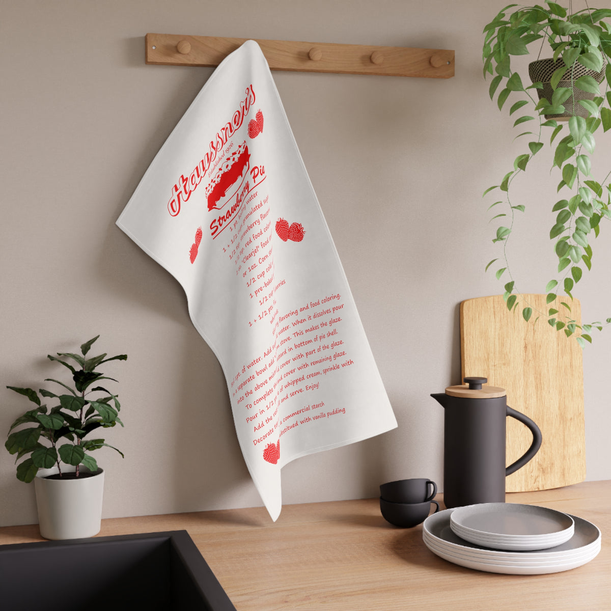 Haussners Famous Strawberry Pie Recipe Kitchen Towel – Baltimore Nostalgia